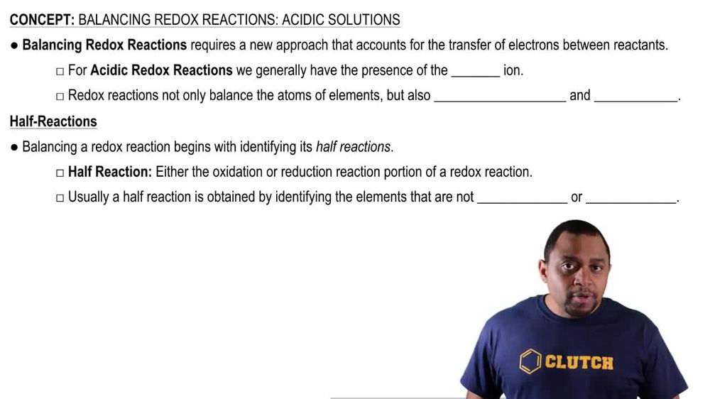 Balance the following redox reaction in an acidic solution.Cl2 (g ...