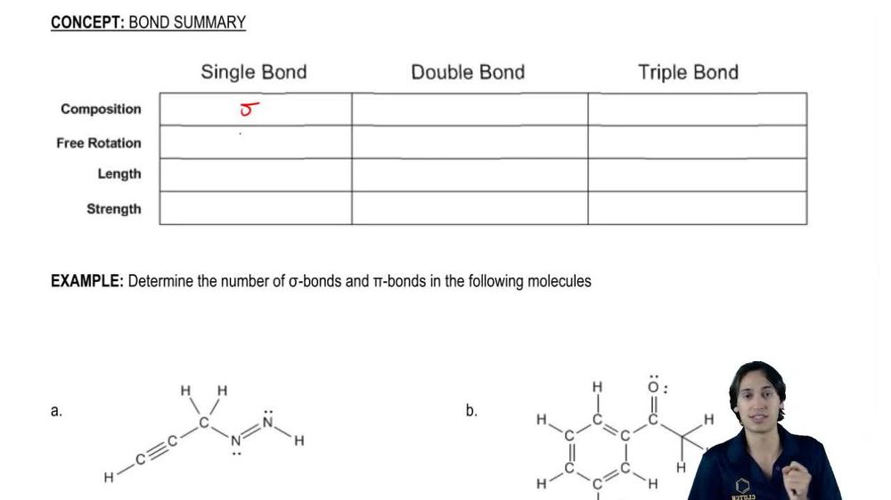 Single bonds, double bonds, and triple bonds. | Pearson+ Channels