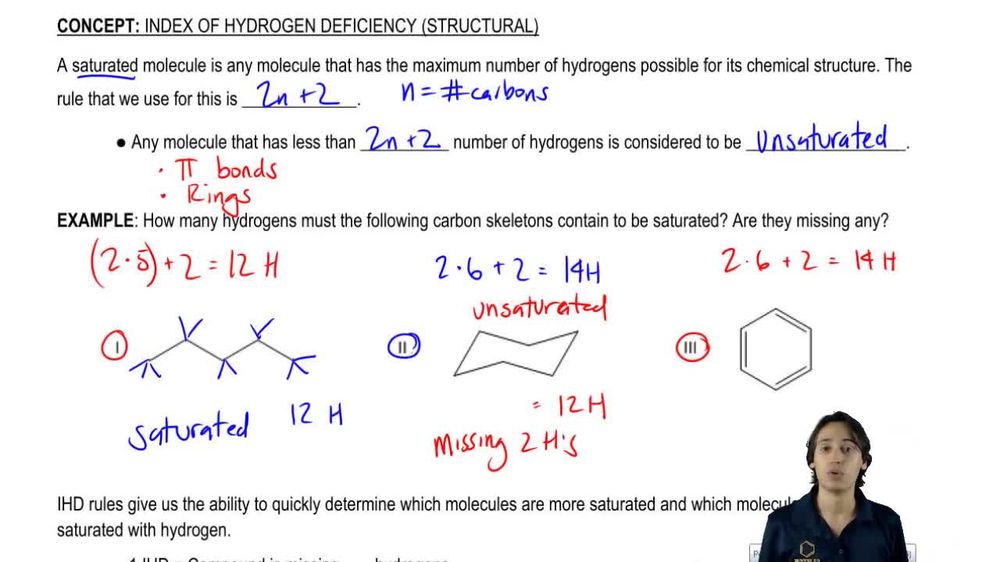 What index of hydrogen deficiency is. | Pearson+ Channels