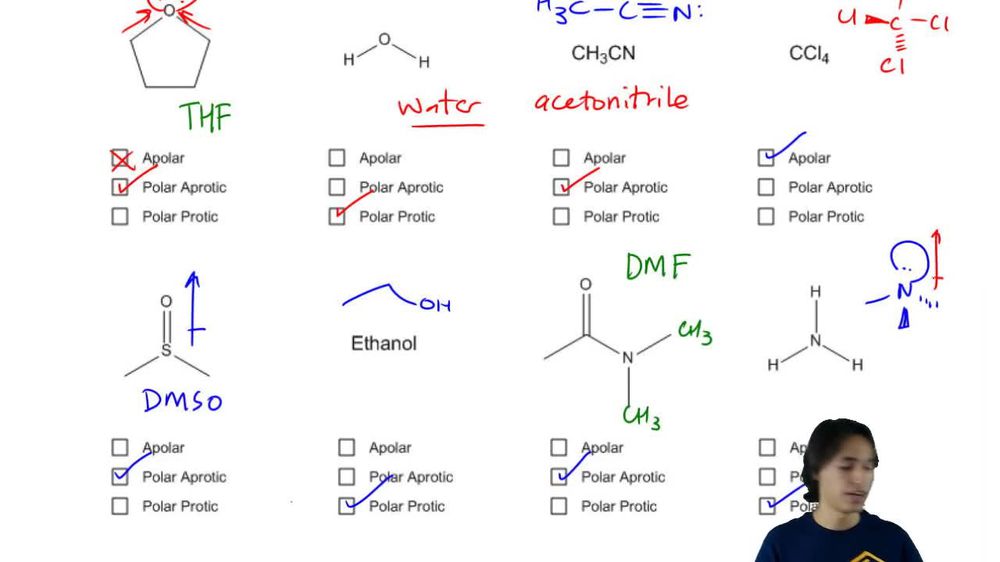 The difference between protic vs. aprotic solvents. | Pearson+ Channels