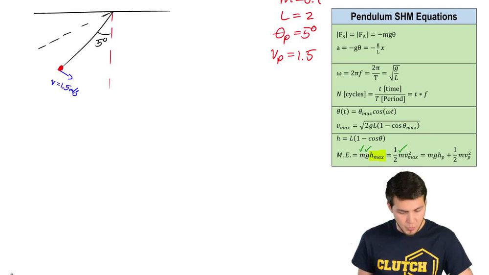APPLICATION OF THE LAW OF CONSERVATION OF ENERGY TO A SIMPLE PEND ...