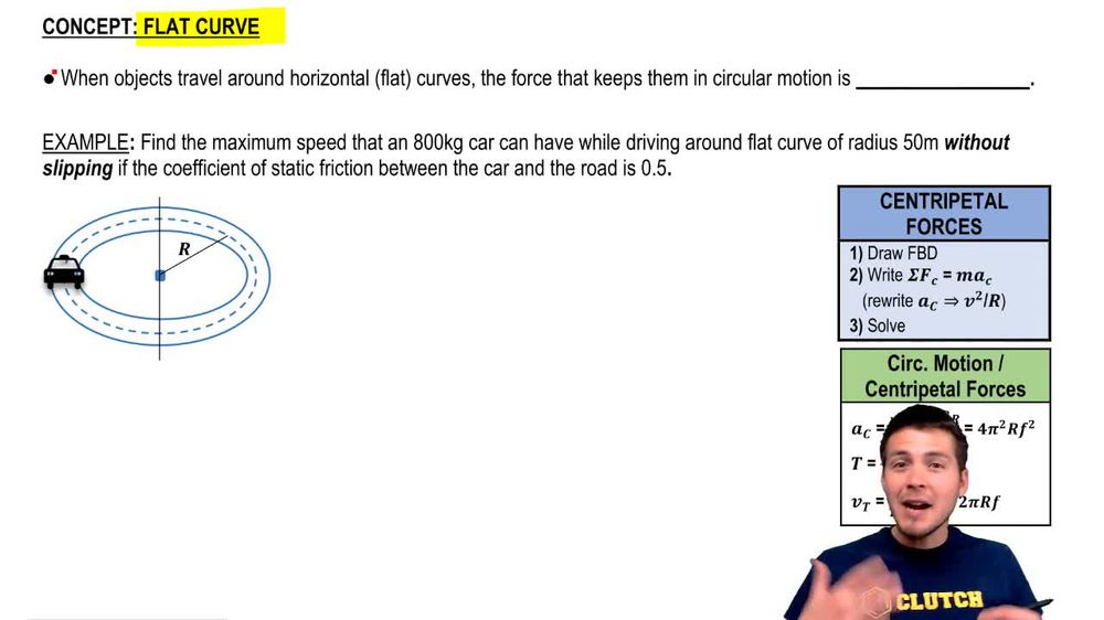 flat (unbanked) curve on a highway has a radius of 170.0 m. A car ...